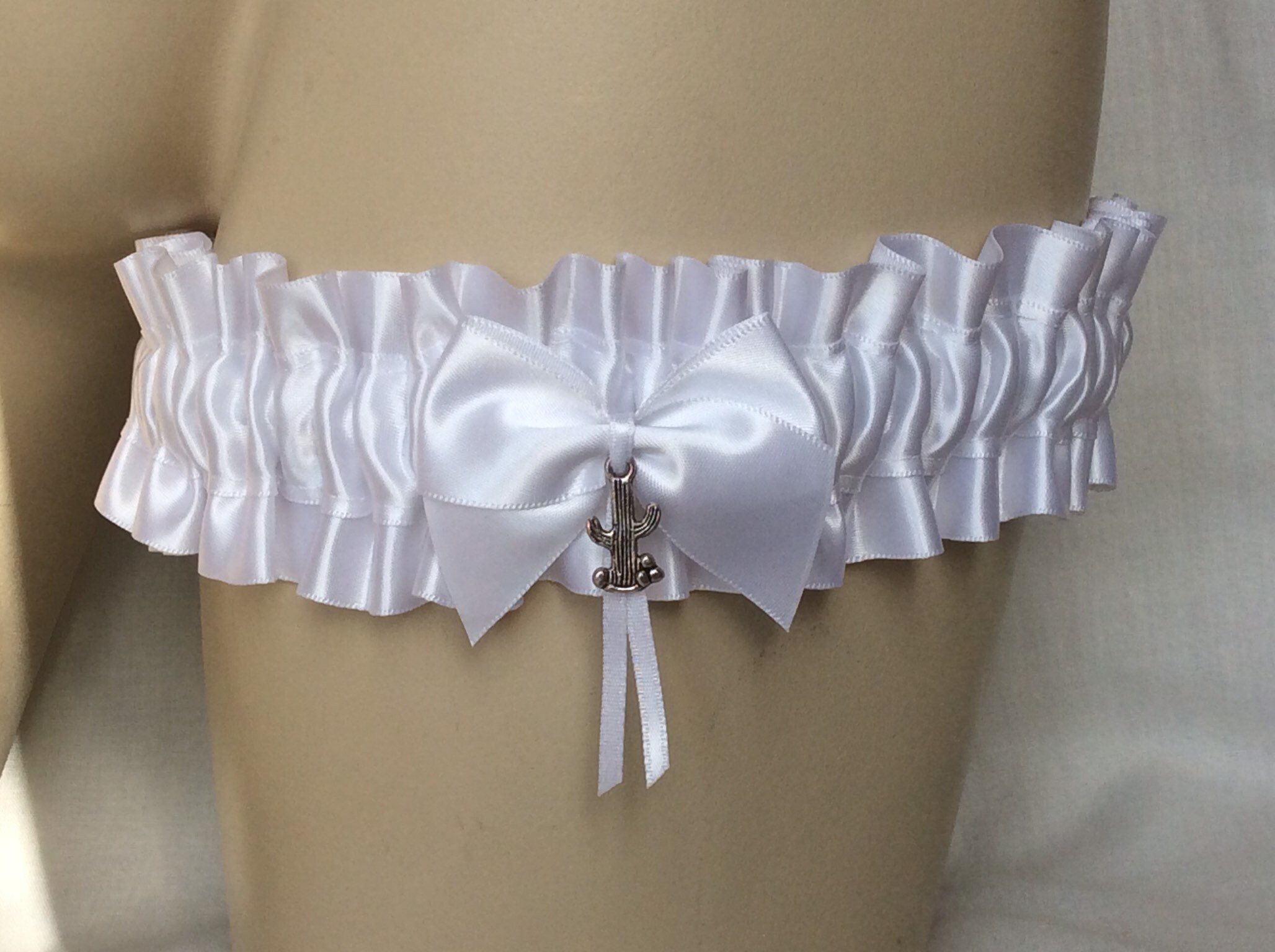 White Satin Cactus Single Garter or Set | Etsy
