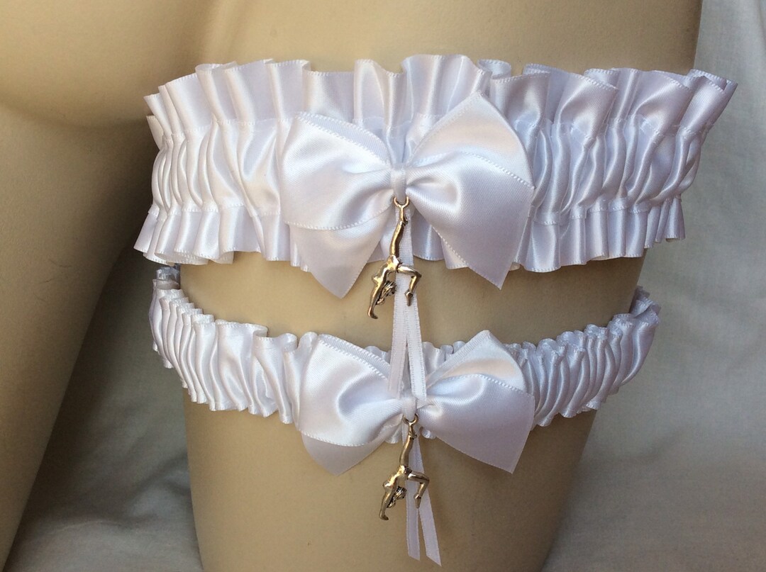 White Satin Gymnast Charm Single Garter , or Garter Set - Etsy