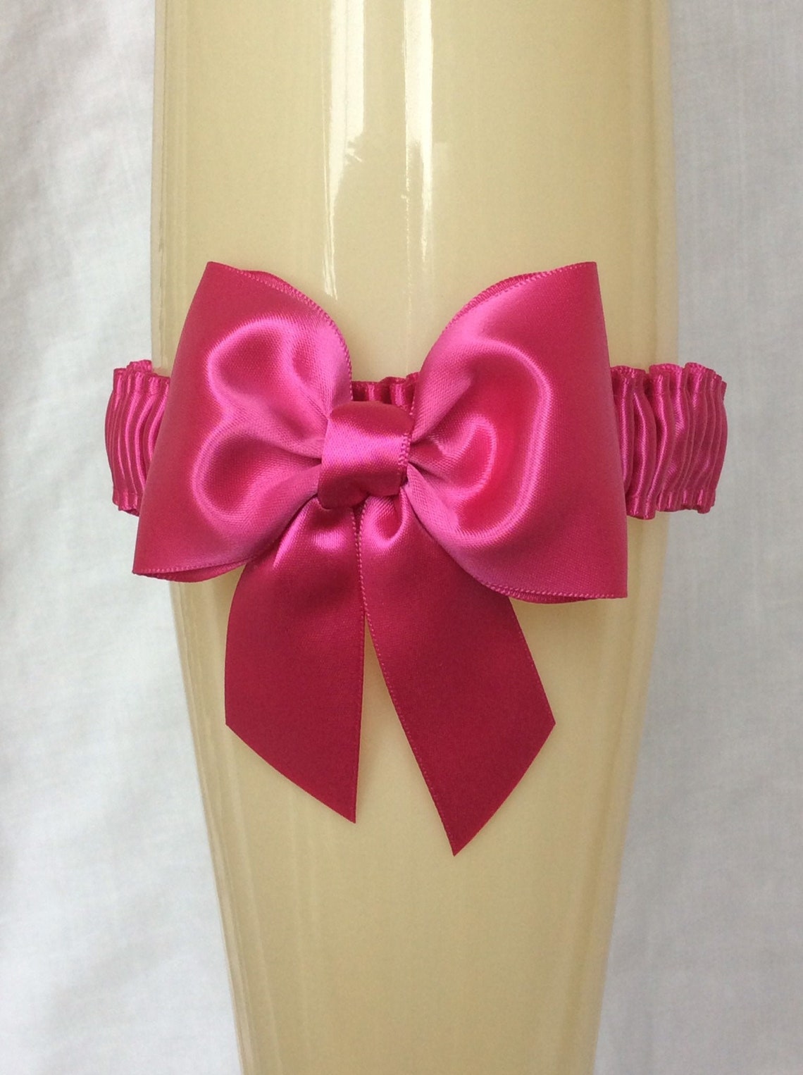 Bright Pink Satin Big Bow Garter - Etsy UK