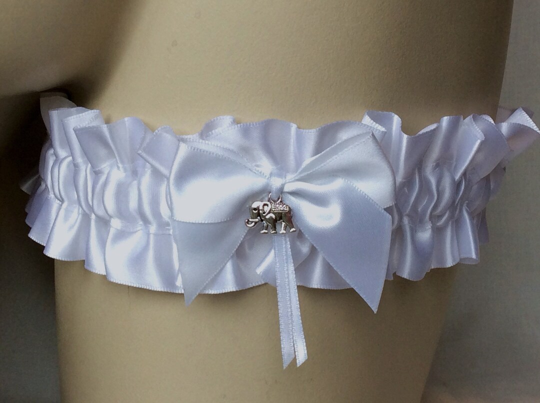 White Satin Elephant Garter - Etsy