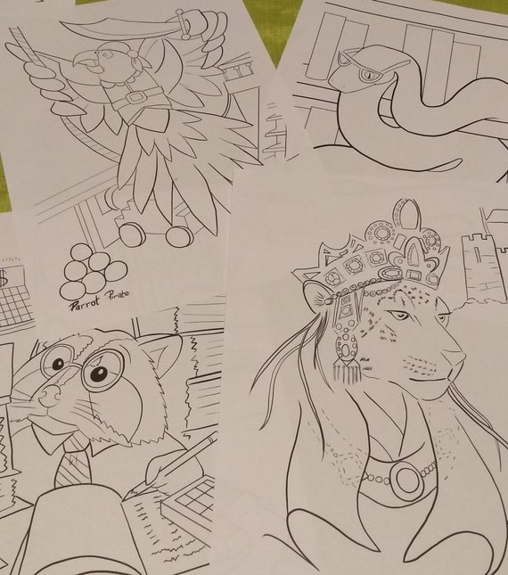 Animal Characters 8 Colouring Pages Collection 2 | Etsy UK