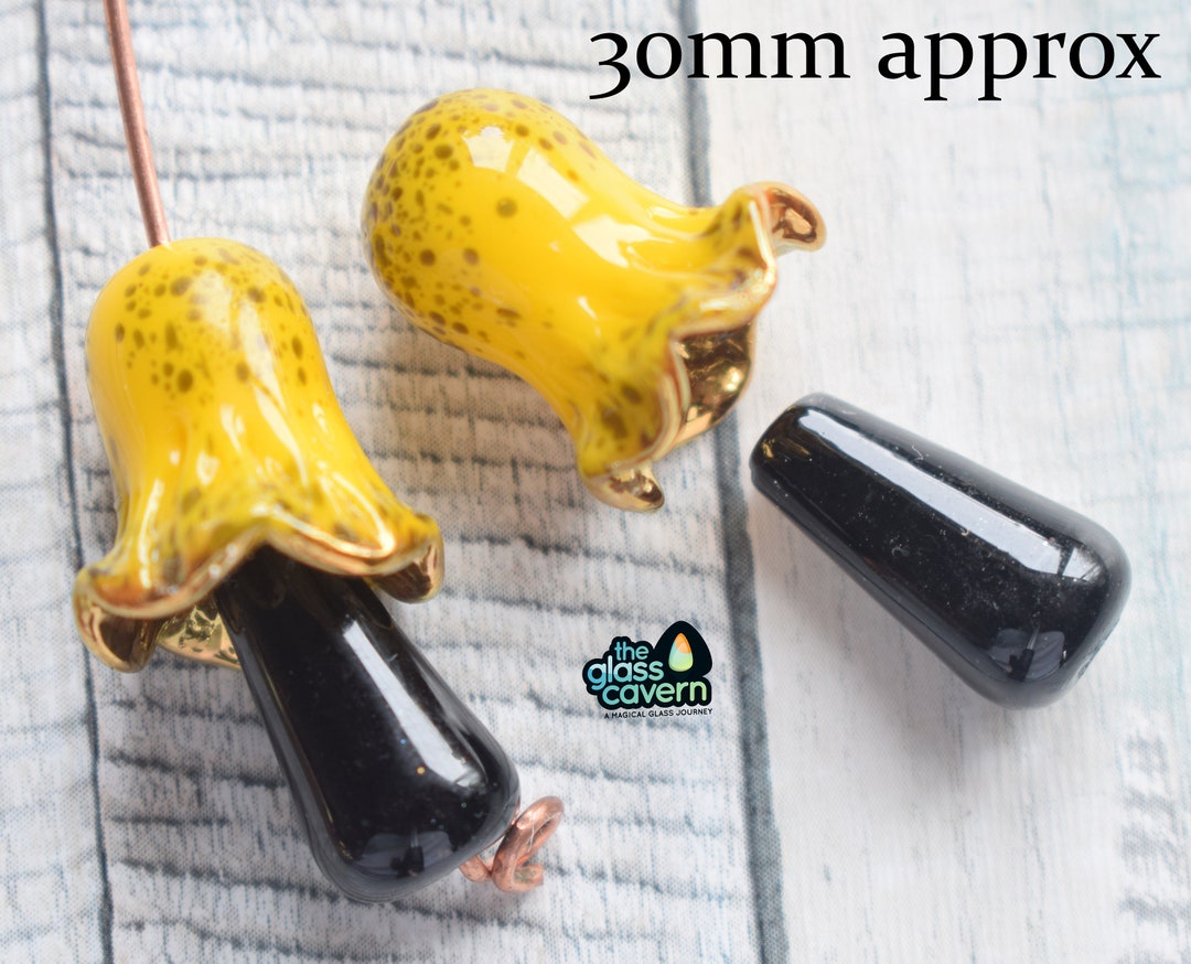 Yellow & Black Handmade Borosilicate Toadstool Beads - Etsy