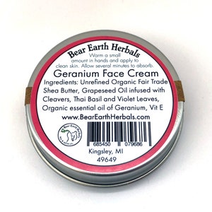 Geranium Face Cream Organic Shea Butter Cream With Organic - Etsy