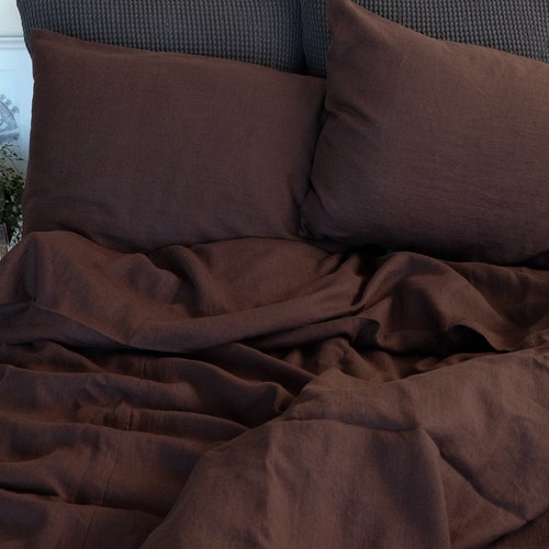 Linen Duvet Cover in Chocolate Brown Color Queen King Sizes - Etsy
