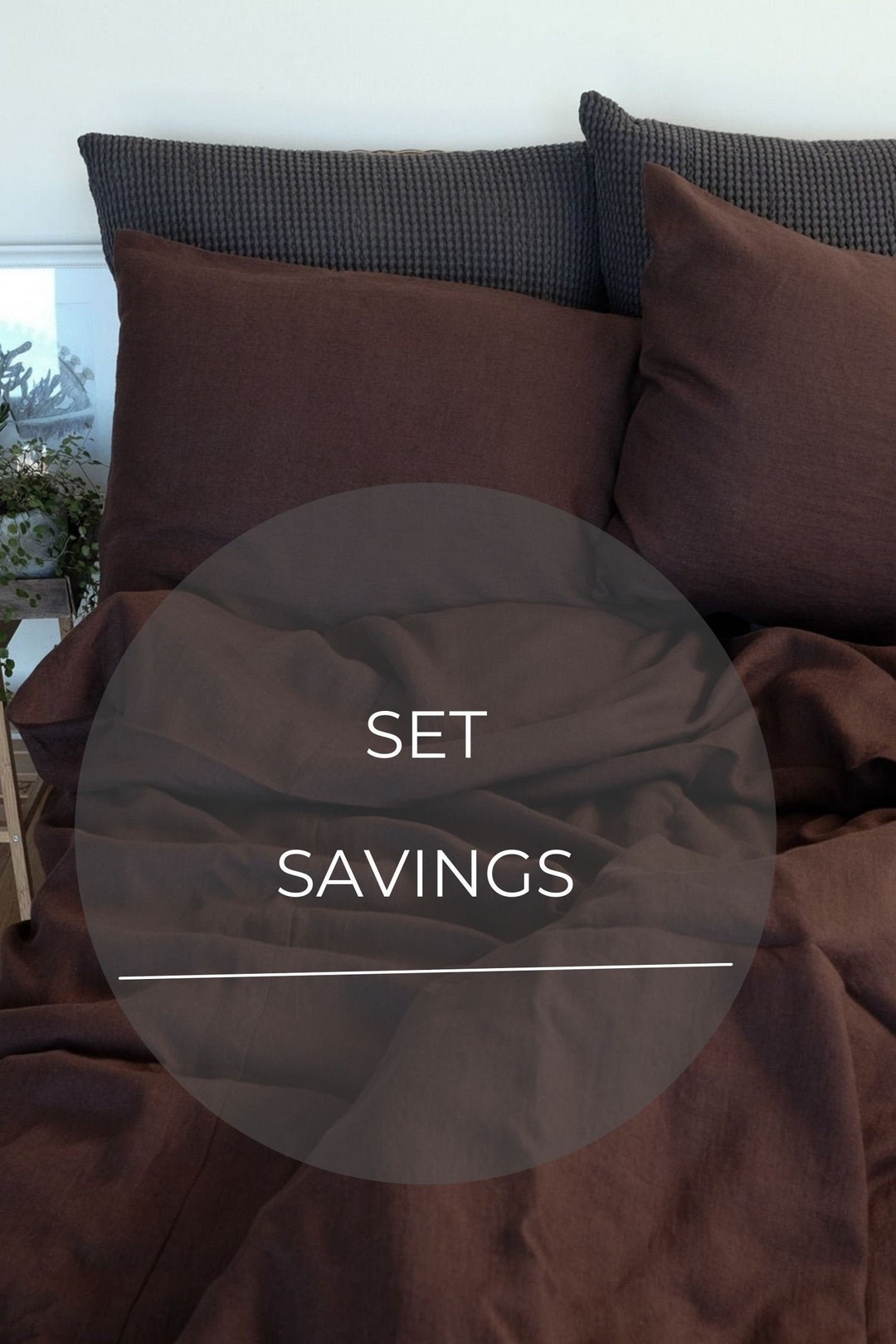 Dark Chocolate Brown Color Linen Bedding Set. Queen King Duvet Cover ...