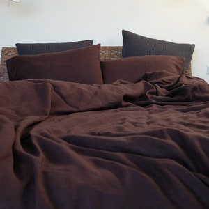 Linen Duvet Cover in Chocolate Brown Color , Queen, King Sizes ...