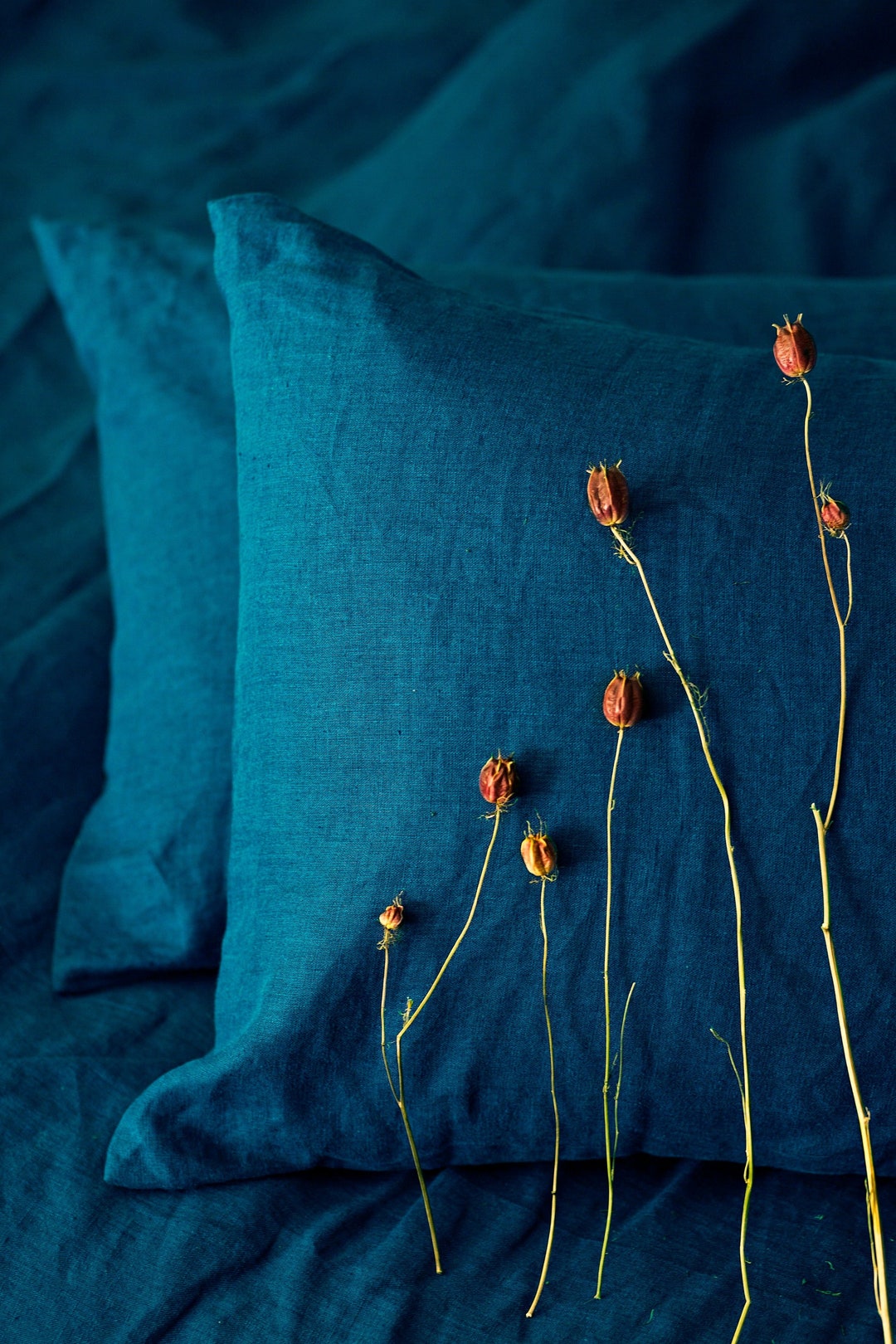 Sea Blue Color Linen Pillow Case - Etsy