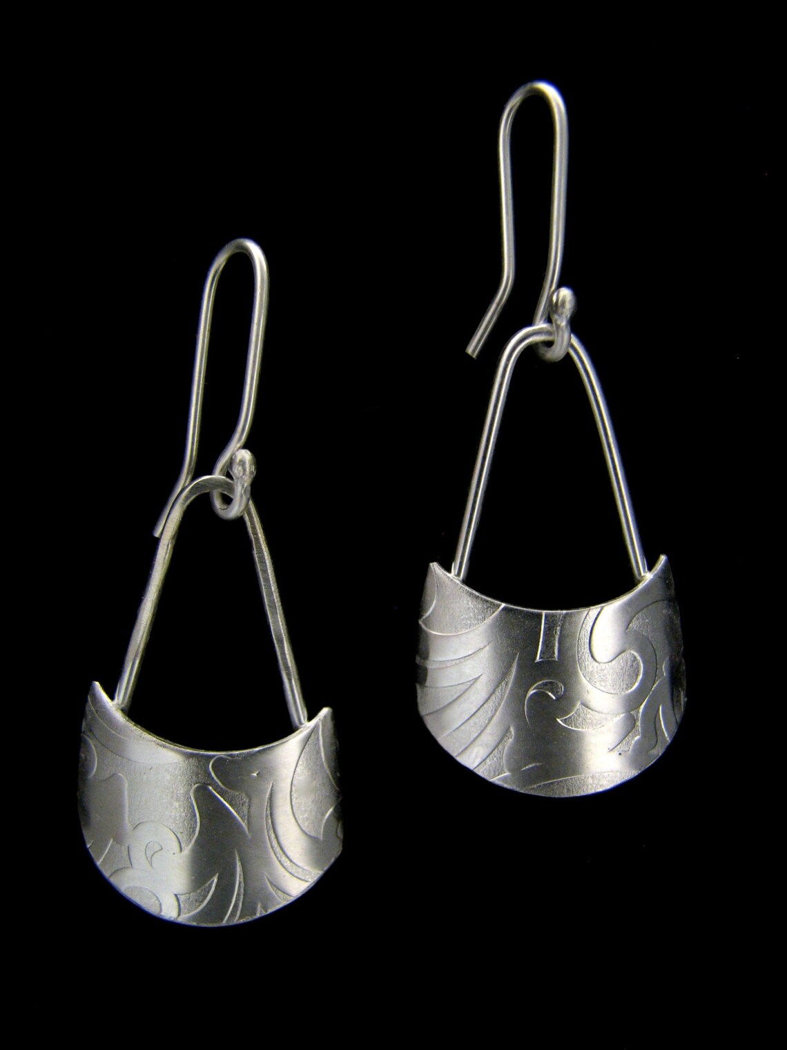 Chic Silver Drop Earrings, Floral or Geometric Pattern - Etsy Canada