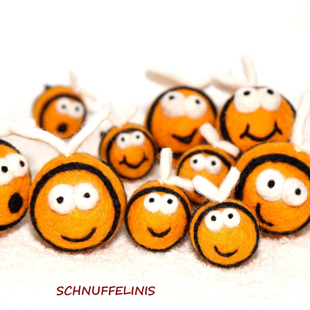 Felt Bees Eco-friendly, Wool Felt Balls Bee, Pom-poms Bees, Baby Mobile ...