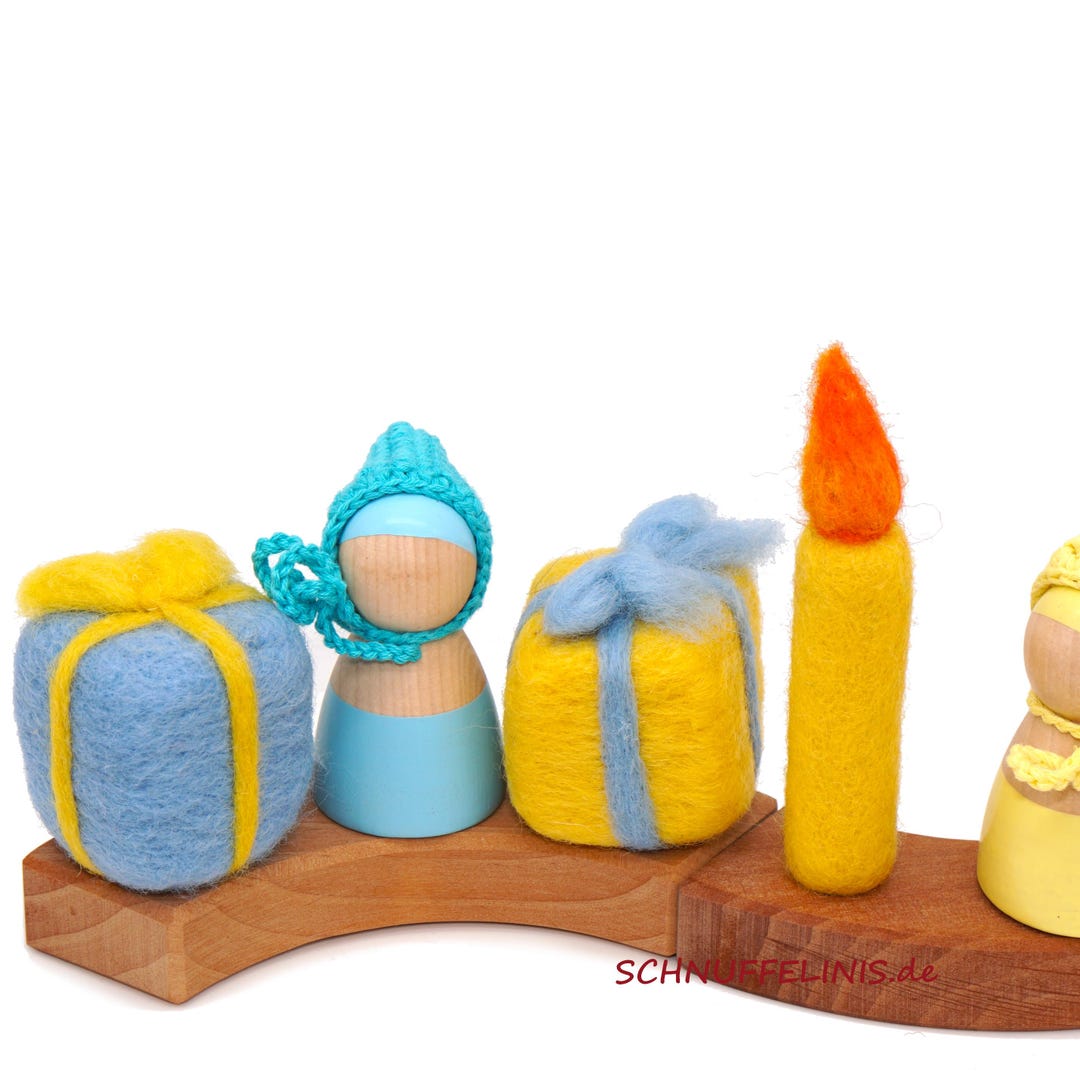 Felt Gift Birthday Wooden Ring Figures Motif Plug Birth Baby Gift Felt ...