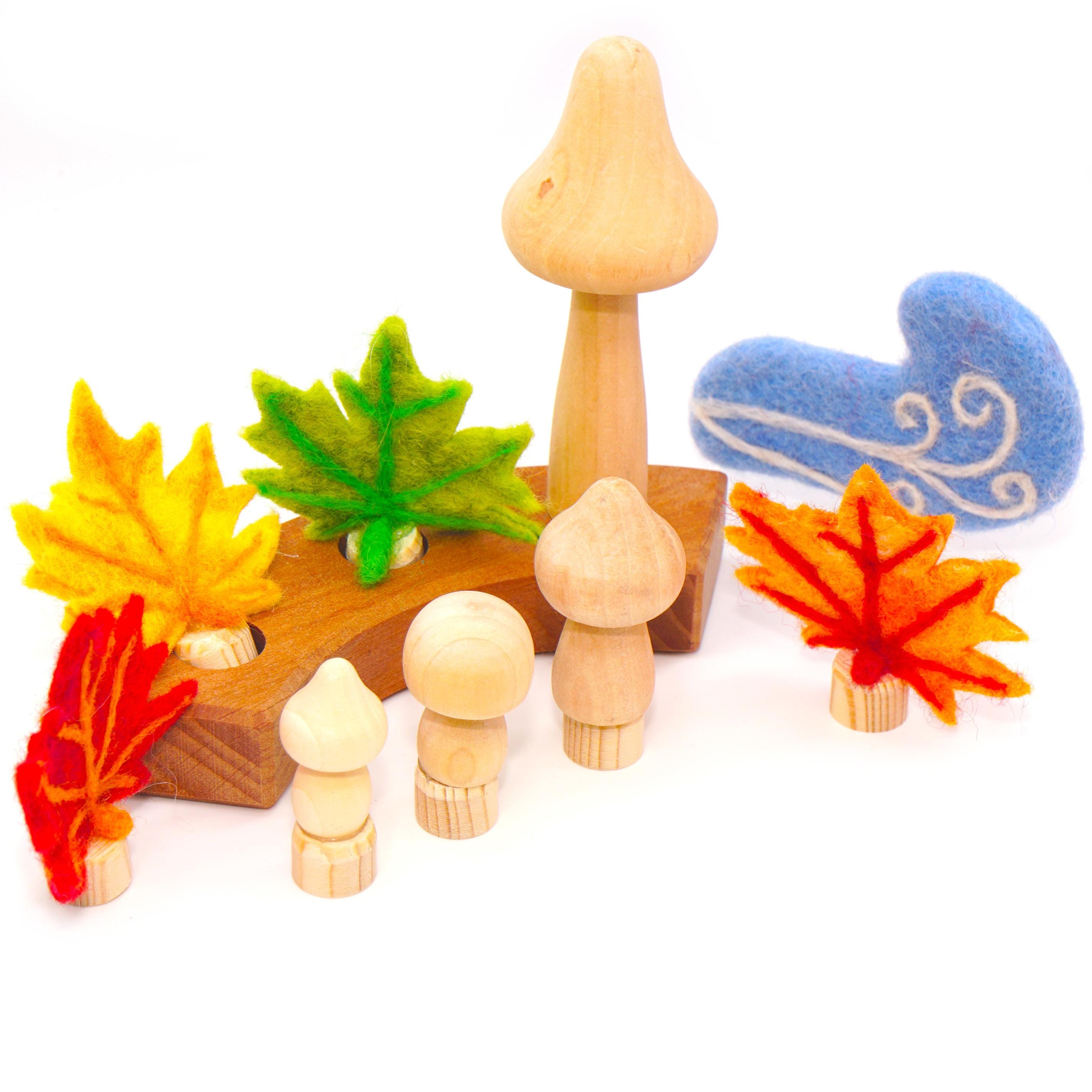 Felt Wooden Ring Felt Leaves Plug, Wind Weather & Wooden Mushrooms ...