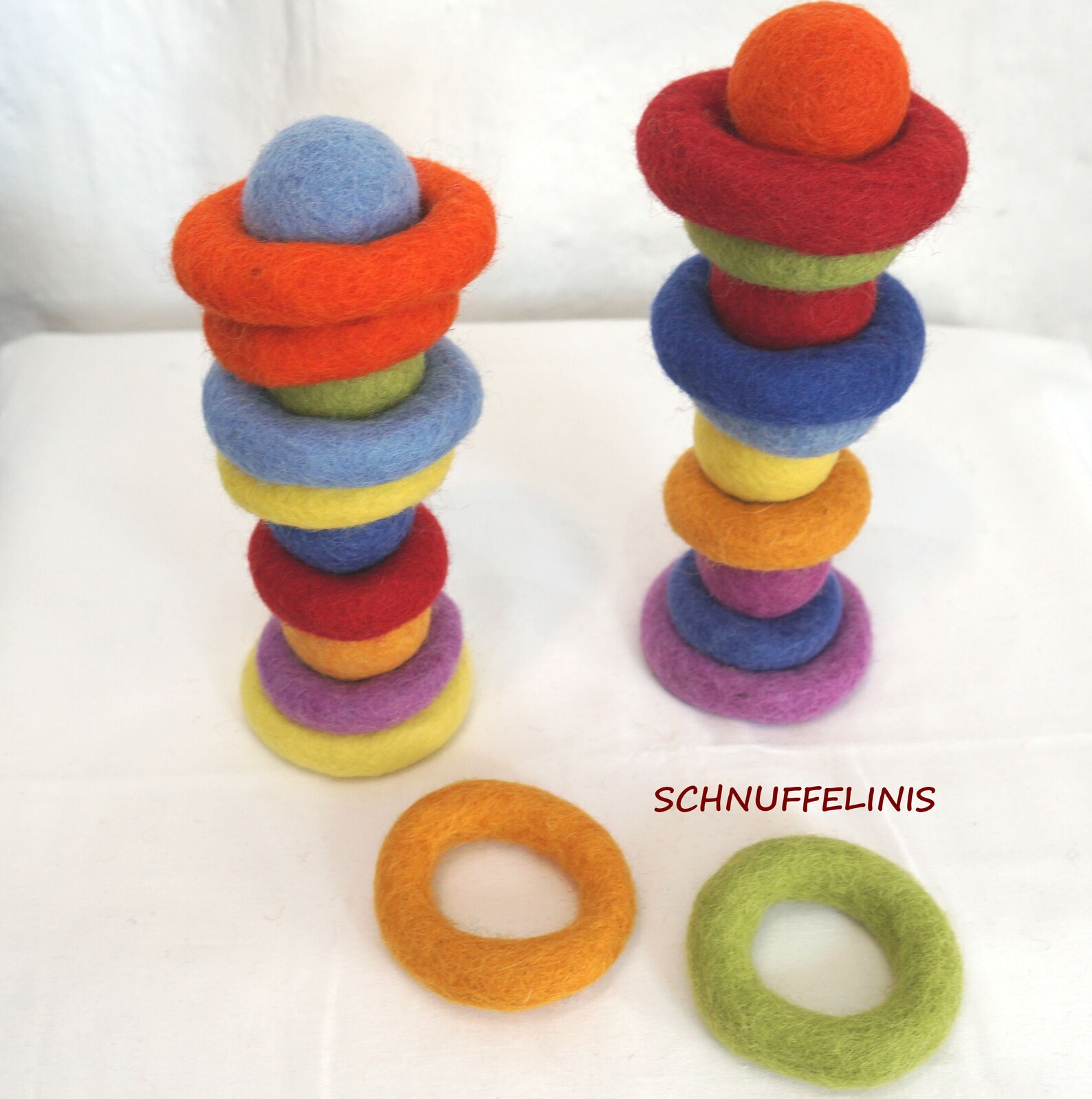 Wool Felt Ringe Montessori, Felt Rings, Stacking Baby Toy, Rainbow ...