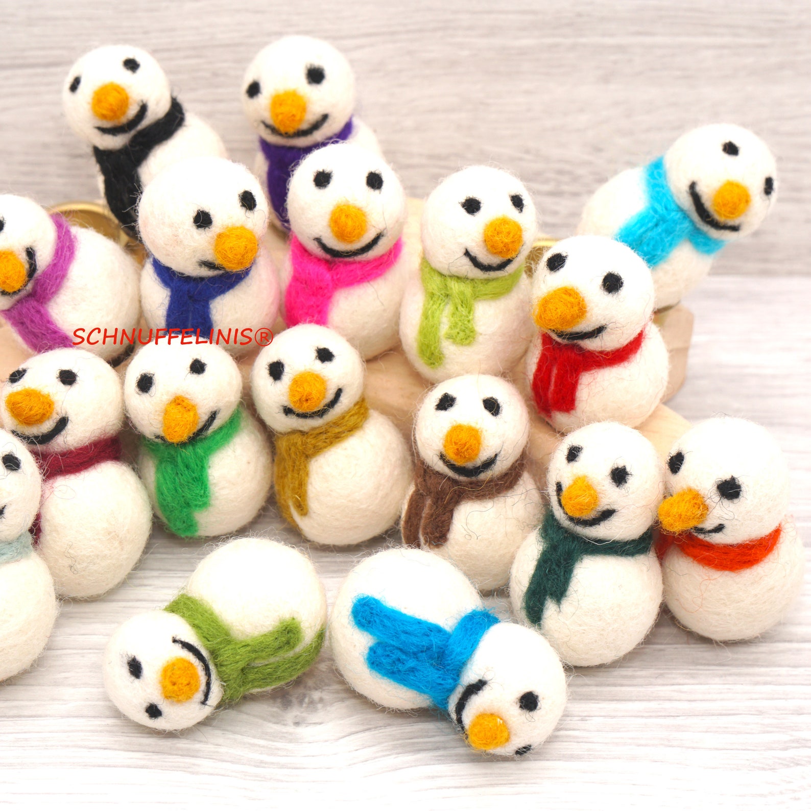 Felt Snowmen Colourful Scarf, Snowmen Ornaments Cute Family, Wool ...