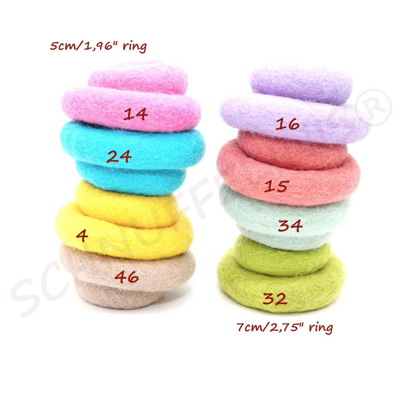 Wool Felt Ringe Montessori, Felt Rings, Stacking Baby Toy, Rainbow ...
