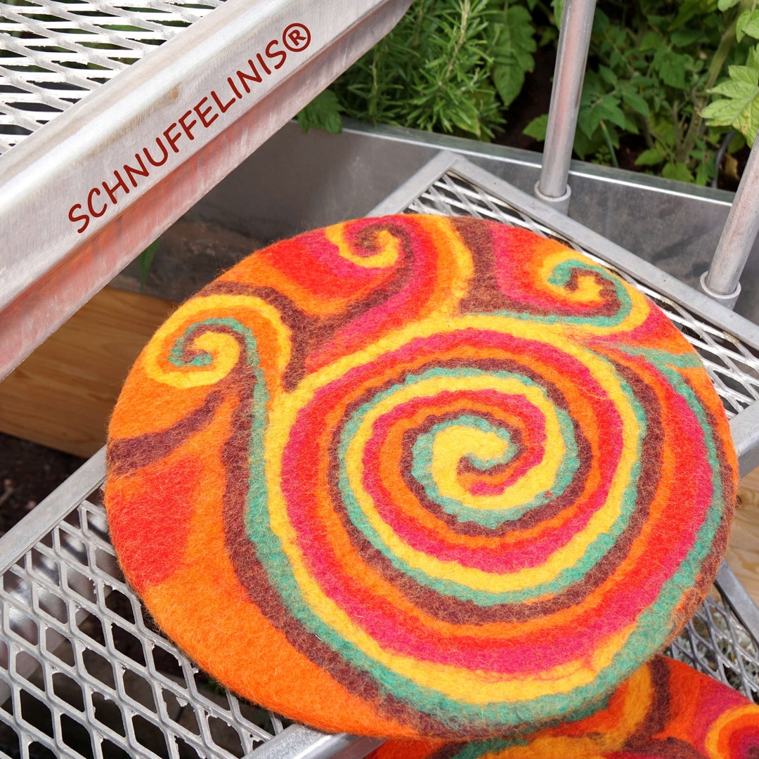 Felted Wool Seat Cushion, Gift to a Host, Party Gift, Washable Garden ...