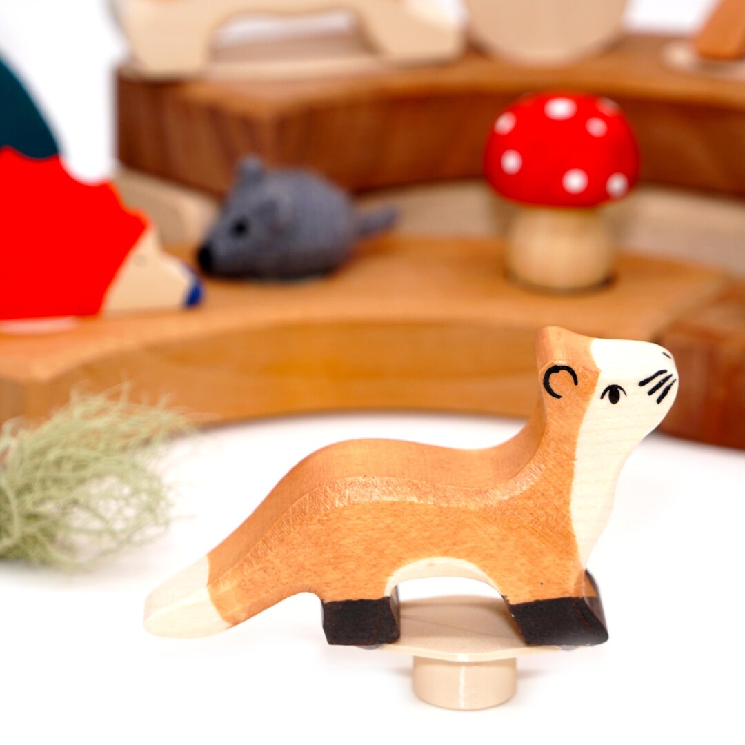 Wooden Animals Grimms Plug Birthday Ring, Wool Ornaments Wooden Trees ...