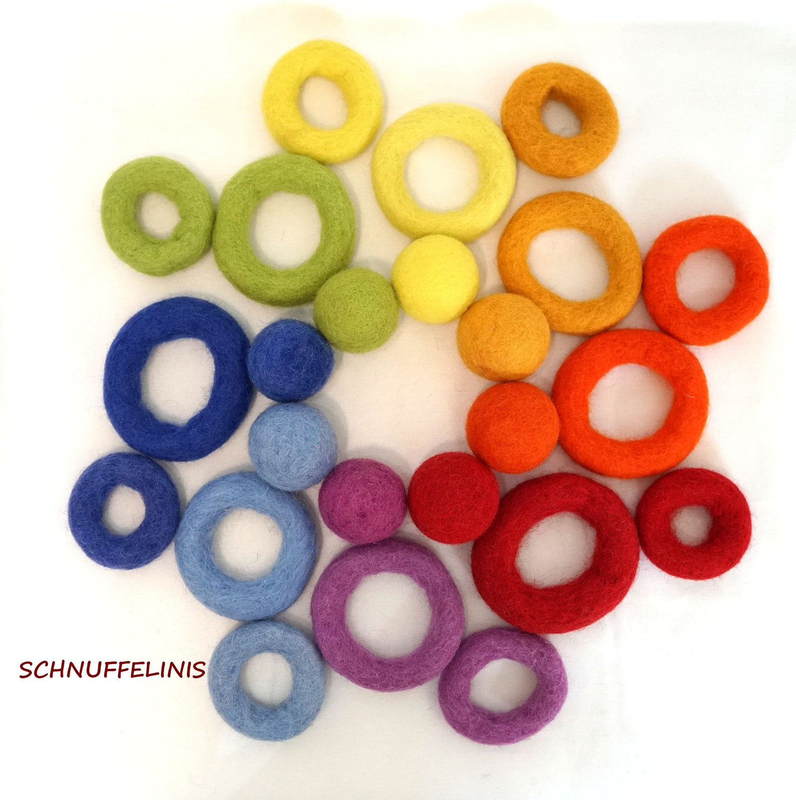 Wool Felt Ringe Montessori, Felt Rings, Stacking Baby Toy, Rainbow ...