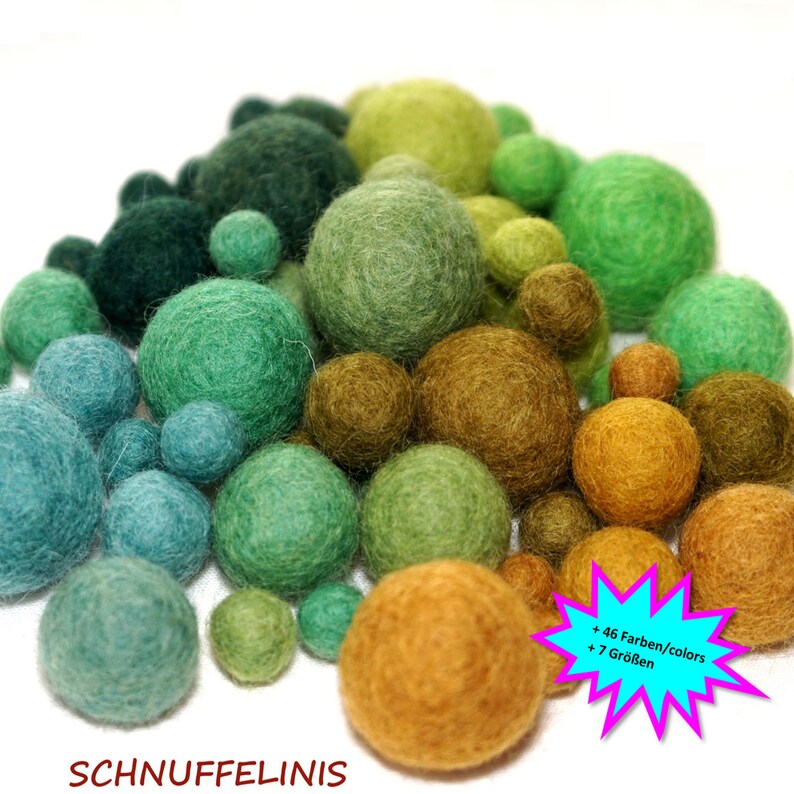 Felt Balls Green Mix, Choose Color Size, Baby Mobile, DIY Garlands ...