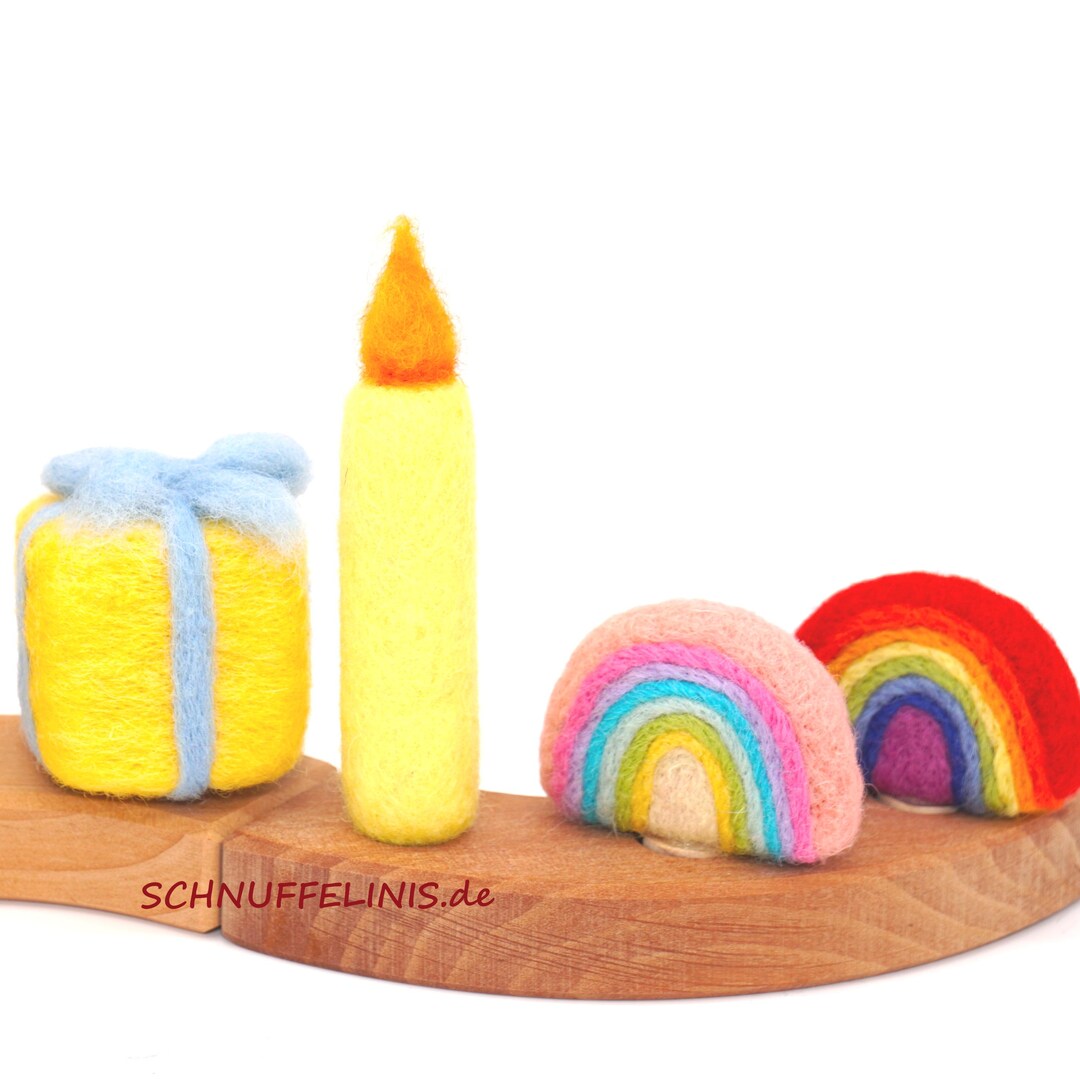 Felt Gift Birthday Wooden Ring Figures Motif Plug Birth Baby Gift Felt ...