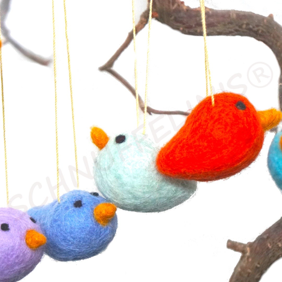 Wool Felt Bird, Window and Door Hanging Decor, Montessori Baby Mobile ...