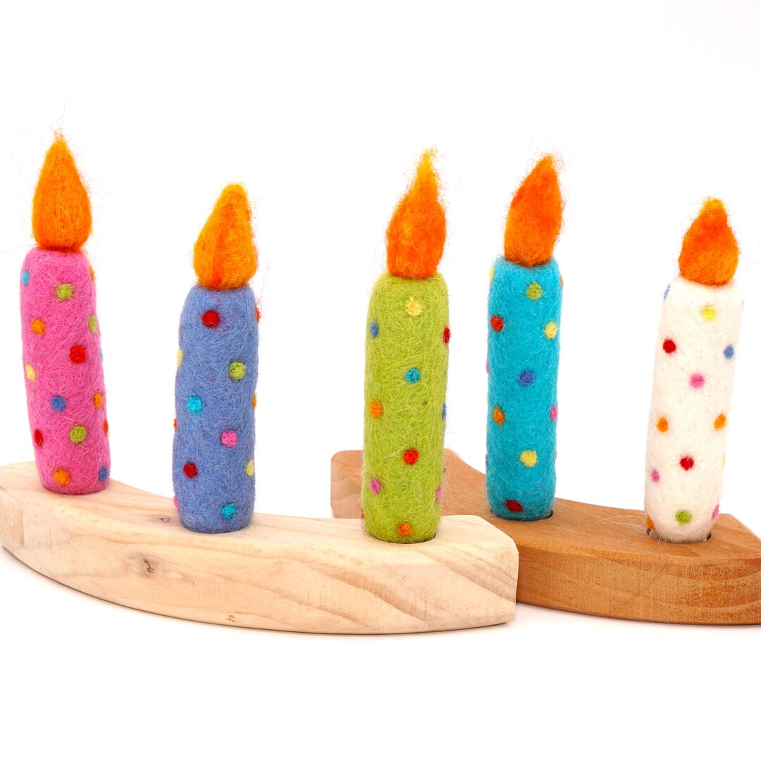 Birthday Candle Fire Free, Felt Candles Grimm Wool Ornaments Candle for ...