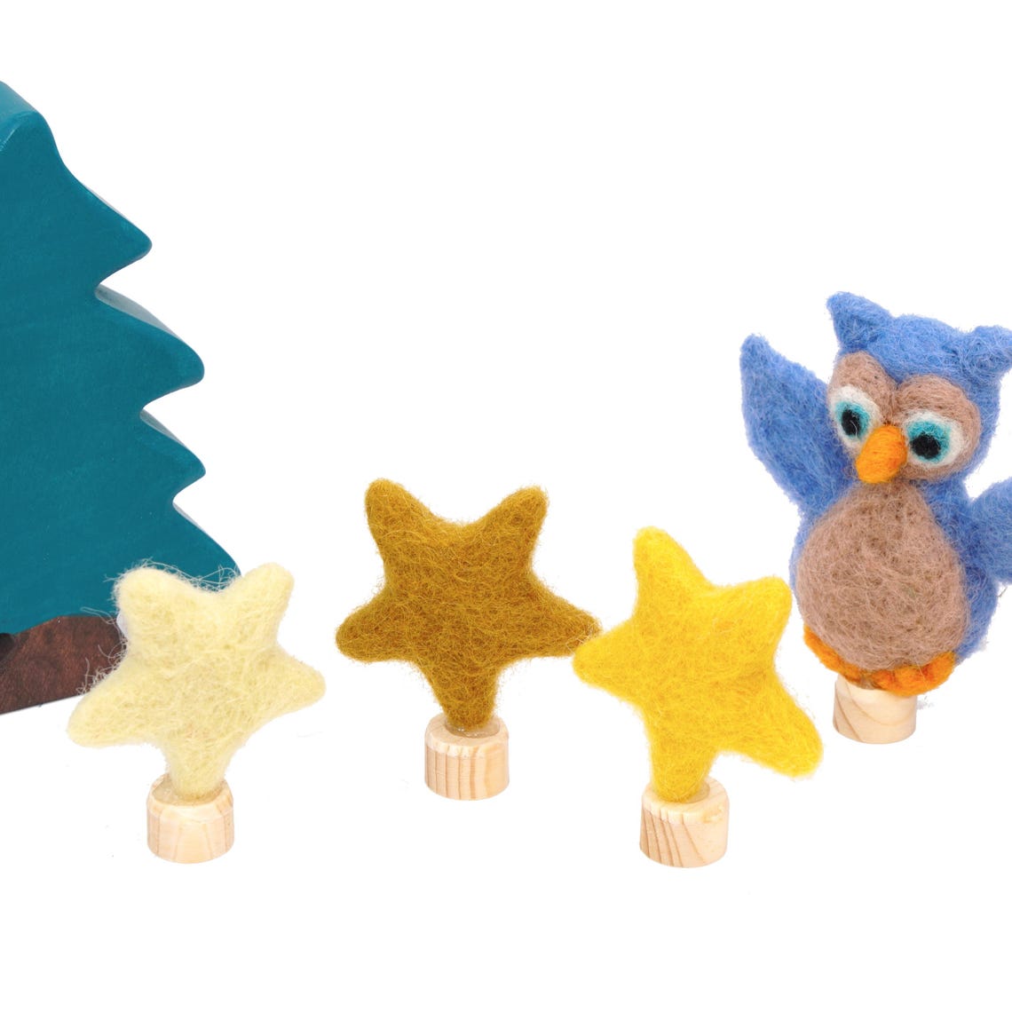 Holiday Seasons Stars Sun Tree Plugs, Wooden Ringe Waldorf Montessori ...