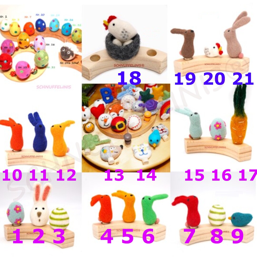 Easter Felt Animals Plugs, Birthday Annual Ring Set Spring Easter, Felt ...