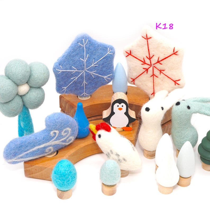 Wonderland Animals Grimms Plug Birthday Ring, Wool Ornaments Wooden ...