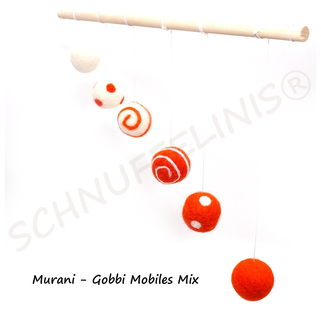Montessori Gobbi Orangen White Baby Mobiles, Murani Wool Felt Gobbi ...