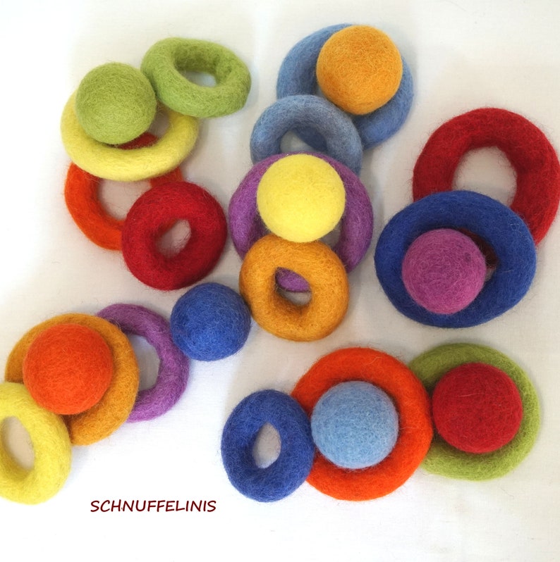 Wool Felt Ringe Montessori, Felt Rings, Stacking Baby Toy, Rainbow ...