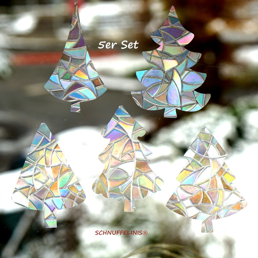 Suncatcher Christmas Trees 7pcs. Set, Stars Suncatcher, Toddler Window ...