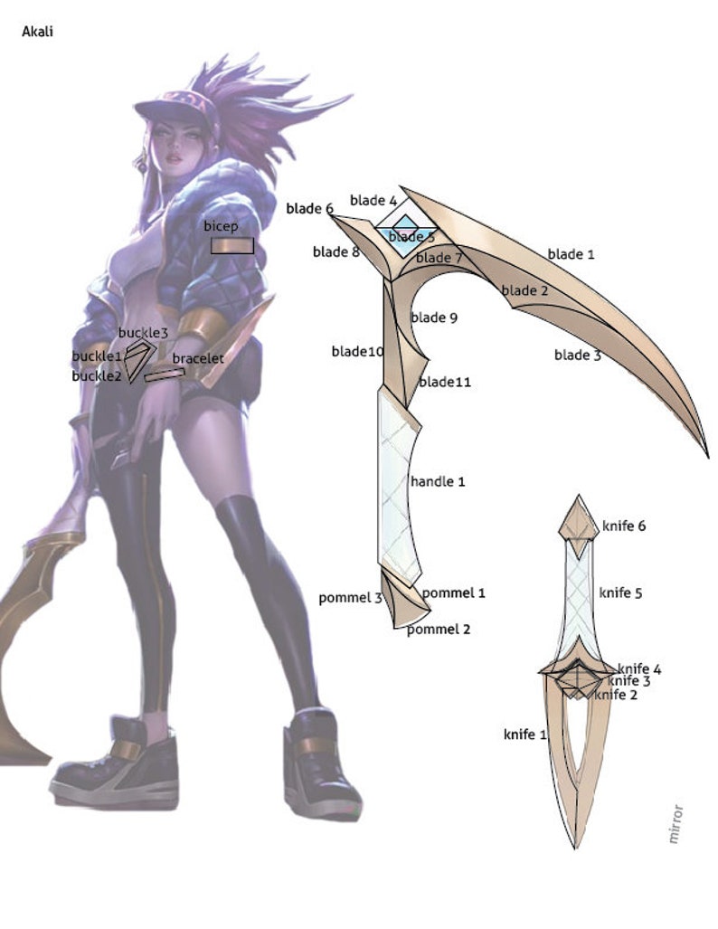Akali K/DA EVA Foam Patterns League of Legends for Cosplay - Etsy