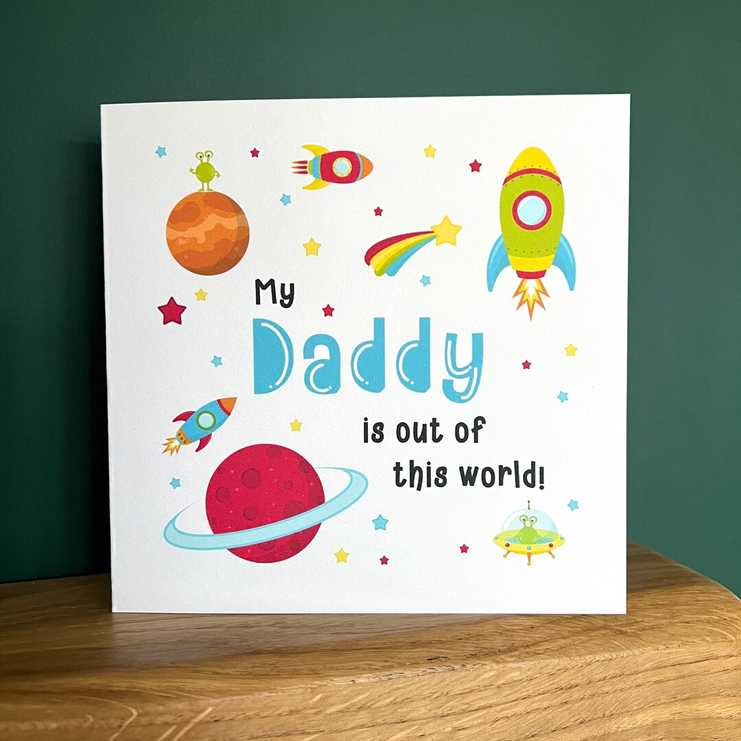Personalised Fathers Day Card, Birthday Card for Daddy, Outer Space ...