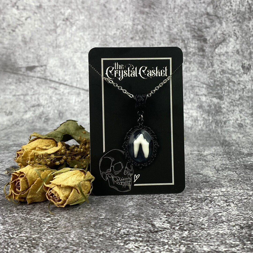 Fox Tooth Black Mini Ornate Necklace / Gift / Pagan / the Crystal ...