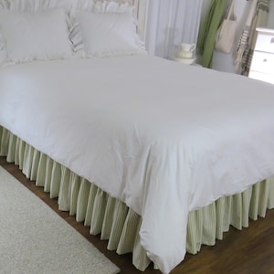 Ticking Stripe Dust Ruffle/bedskirt/green Ticking Dust Ruffle/dust ...