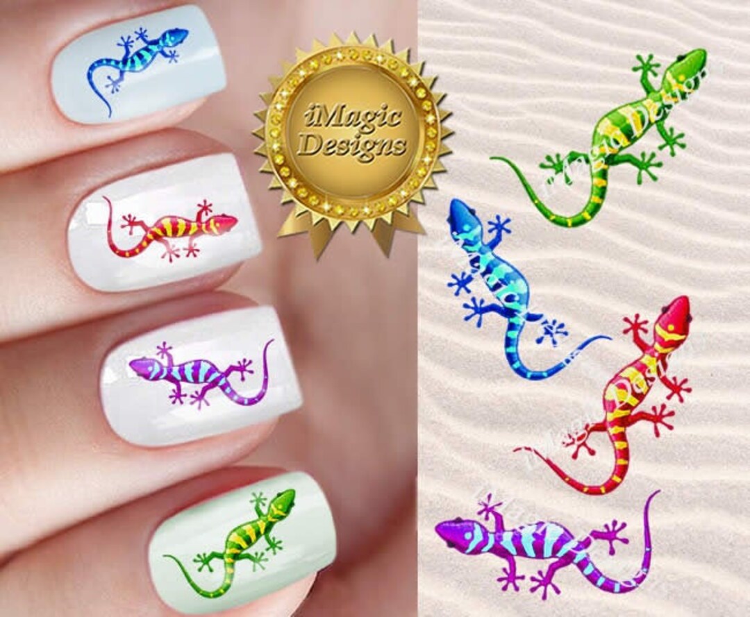 Nail Decals Stickers, Water Slide Nail Art Transfers, Lizard, Nail ...