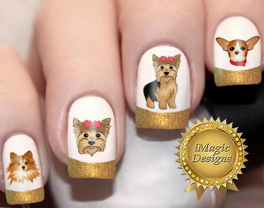 Nail Decals, Water Slide Nail Transfers, Dog Nail Stickers, Yorkie ...