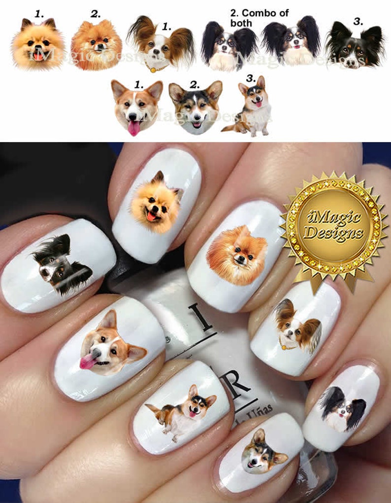 Nail Decals, Water Slide Nail Transfers, Nail Stickers, Dogs Photo ...