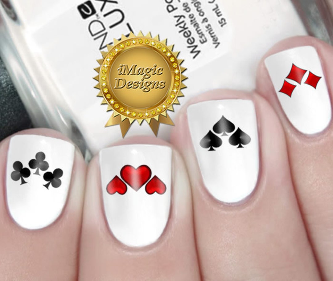 Nail Decals, Water Slide Nail Stickers, Playing Cards Border, Hearts ...