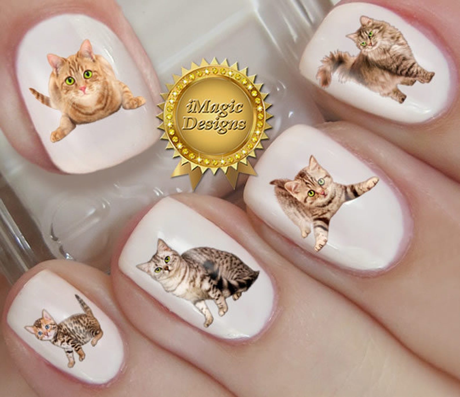 Cat Nail Stickers, Water Slide Nail Decals, Nail Tattoos, Cats and ...