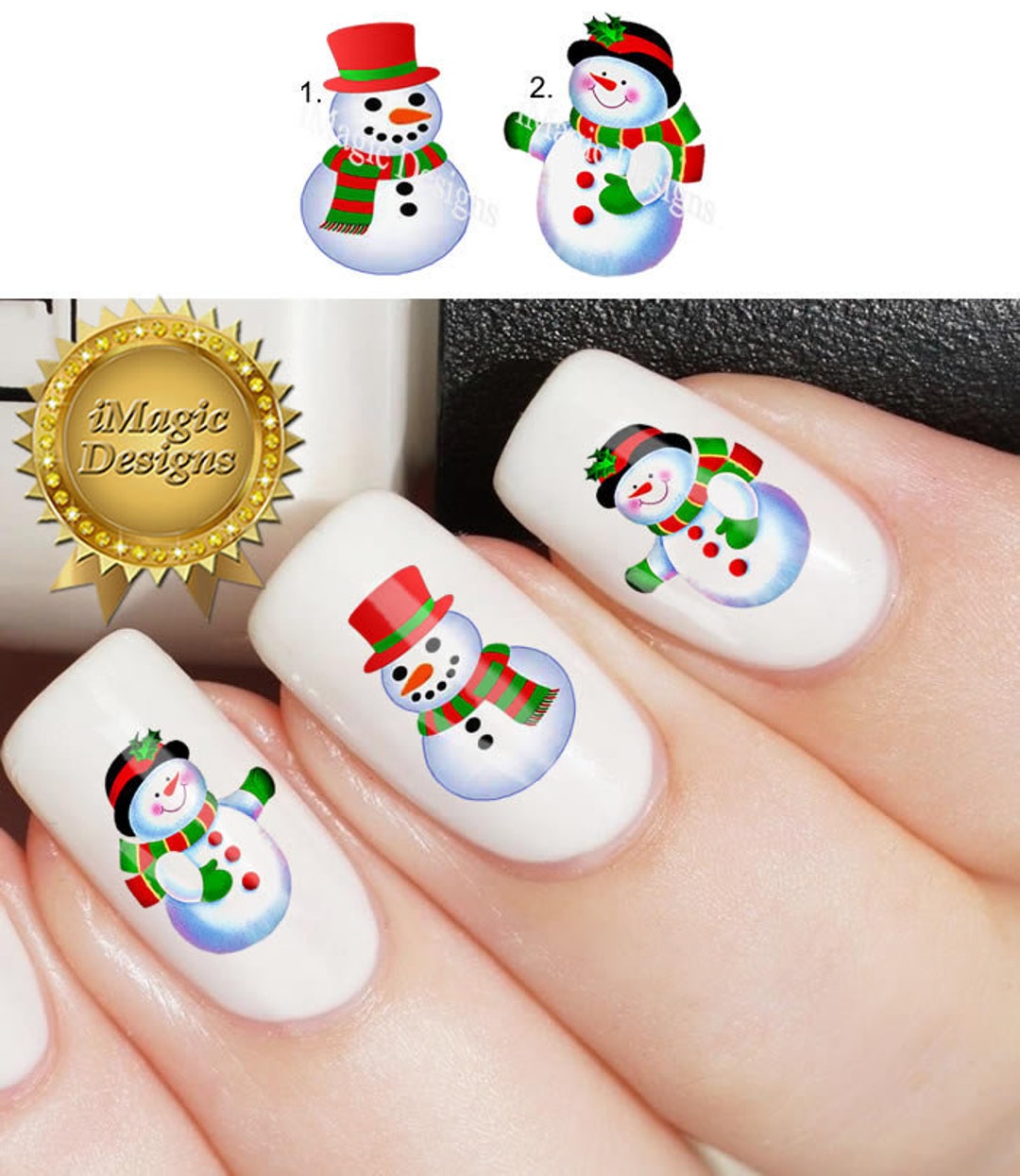 Winter Nail Decals, Waterslide Nail Stickers, Snowman, Nail Tattoos - Etsy