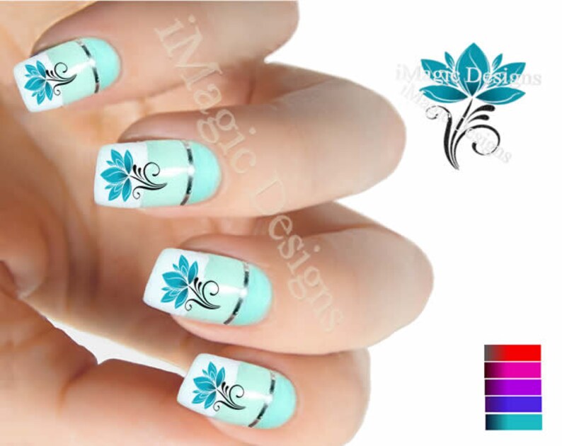 Elegant Nail Decals Stickers, Flower Waterslide Nail Transfers, Lily ...