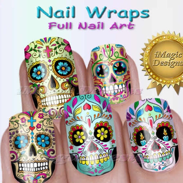 Sugar Skull Nail Art Wrap - Etsy