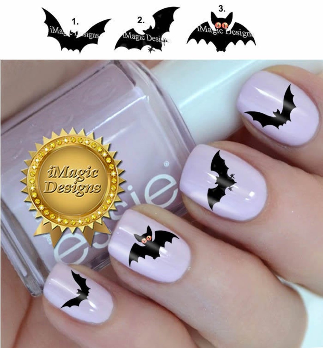 Halloween Nail Stickers Tattoos, Waterslide Nail Decals, Bats, Nail ...
