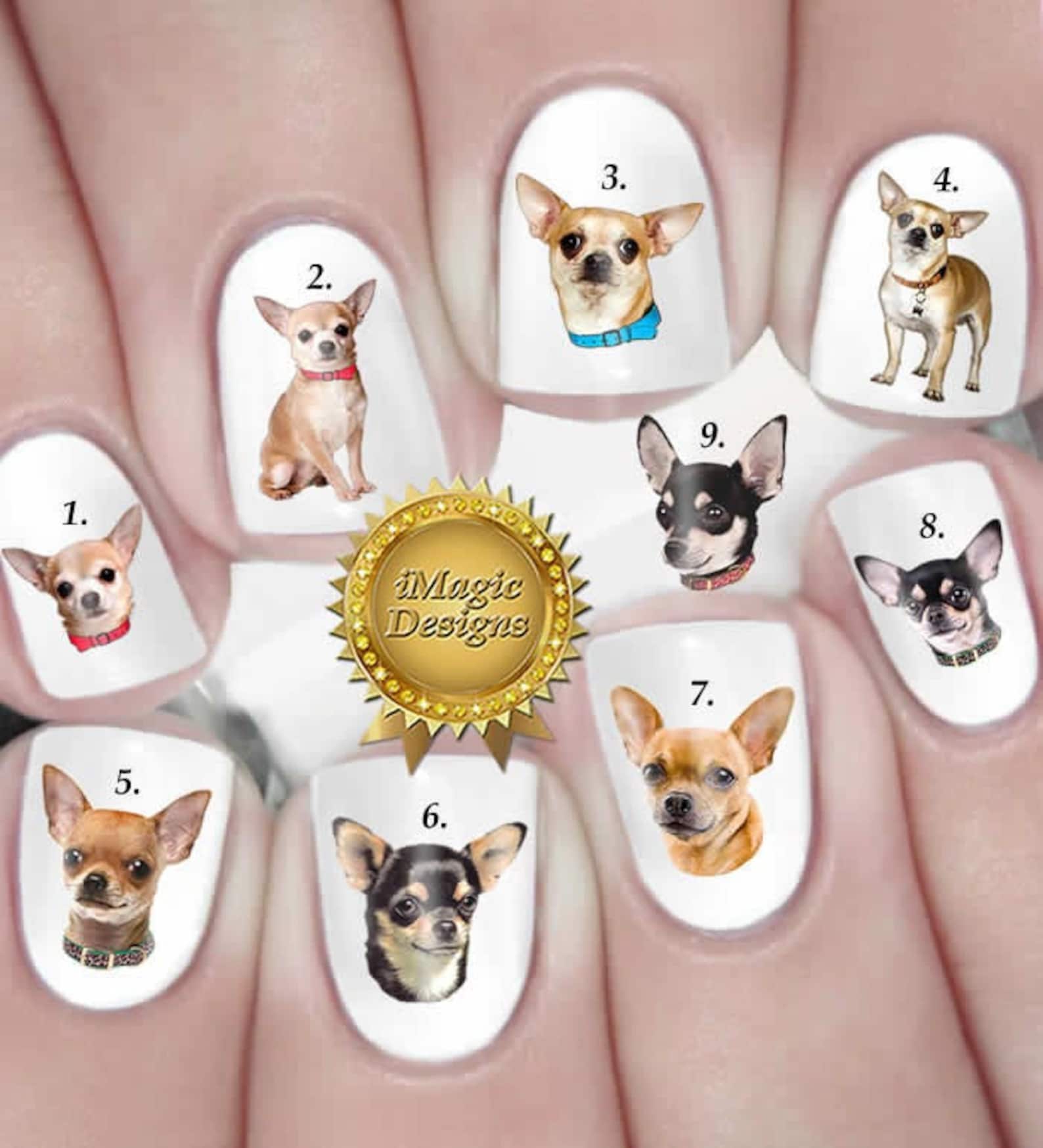 Nail Decals, Water Slide Nail Transfers, Nail Stickers, Dogs Photo ...