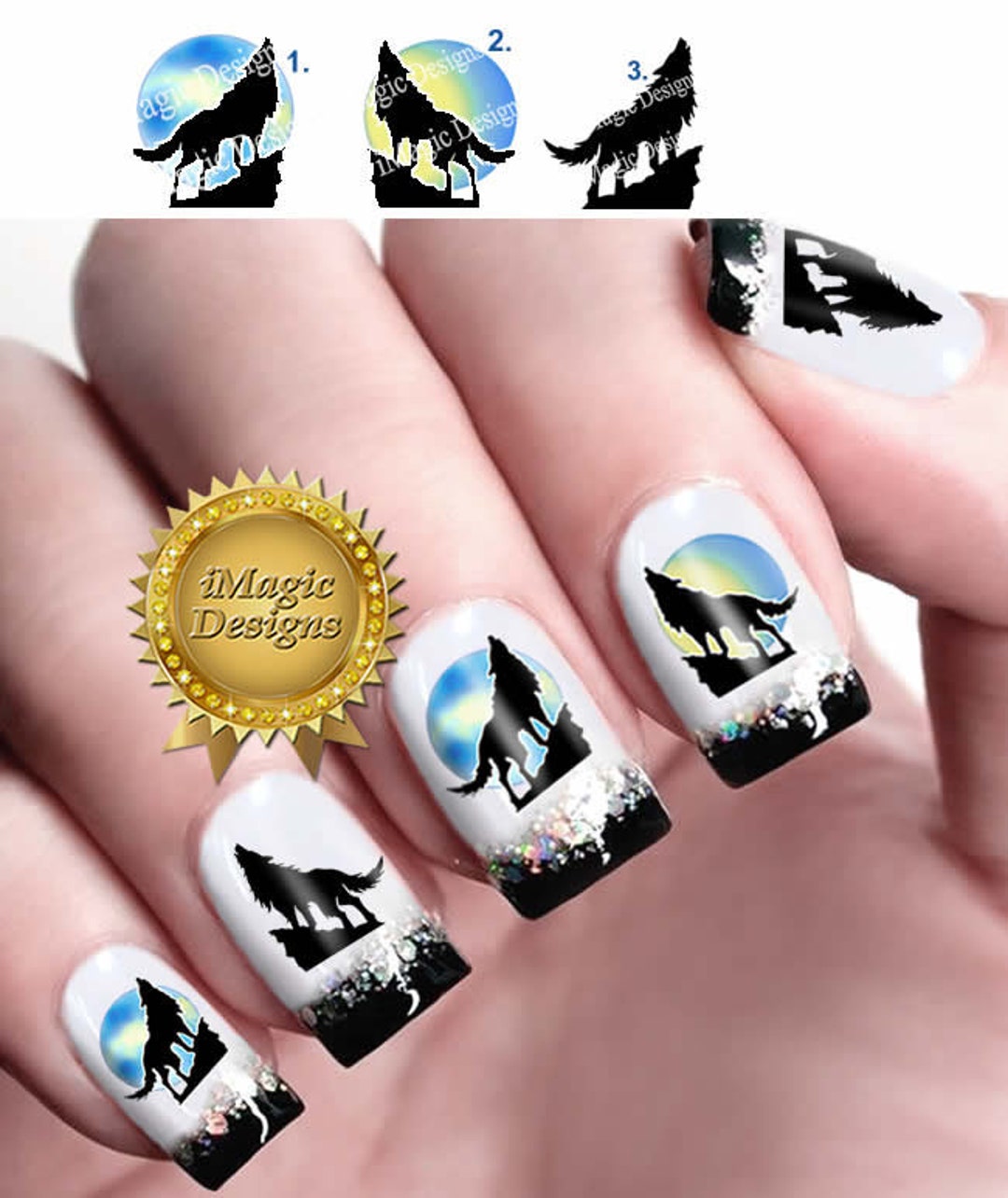 Waterslide Nail Decals, Nail Stickers, Howling Wolf, Nail Tattoos - Etsy