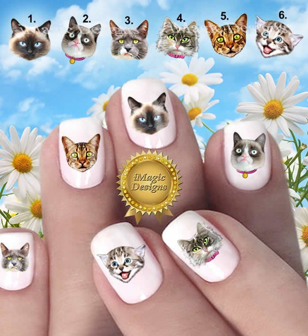 Nail Decals, Nail Stickers, Cats Photo Shoot - Siamese, Gray Cat, Gray ...