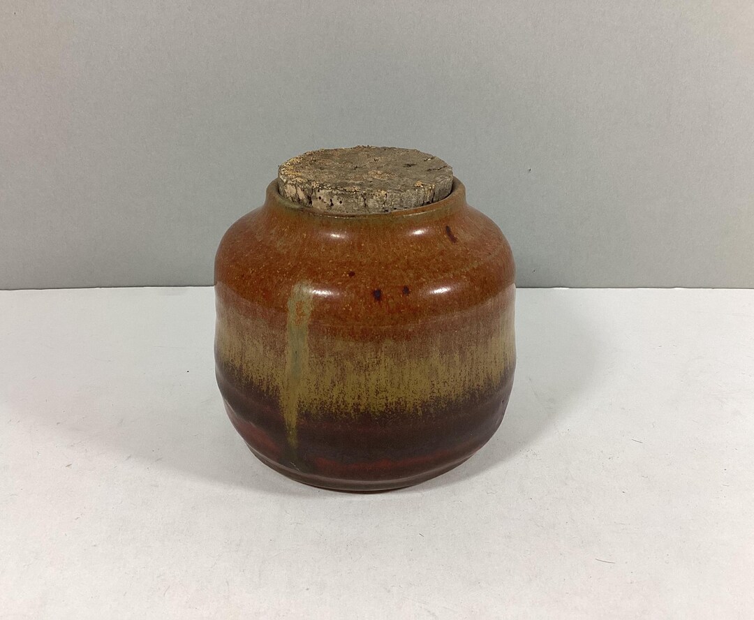 1970-80's DAVE ENNA Stoneware Corked Jar, Portland Area Potter, Reddish ...