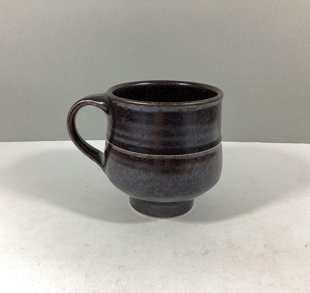 TOM COLEMAN, Mug, Hand Thrown, Porcelain Mug. Faceted, Oil Spot Glaze ...