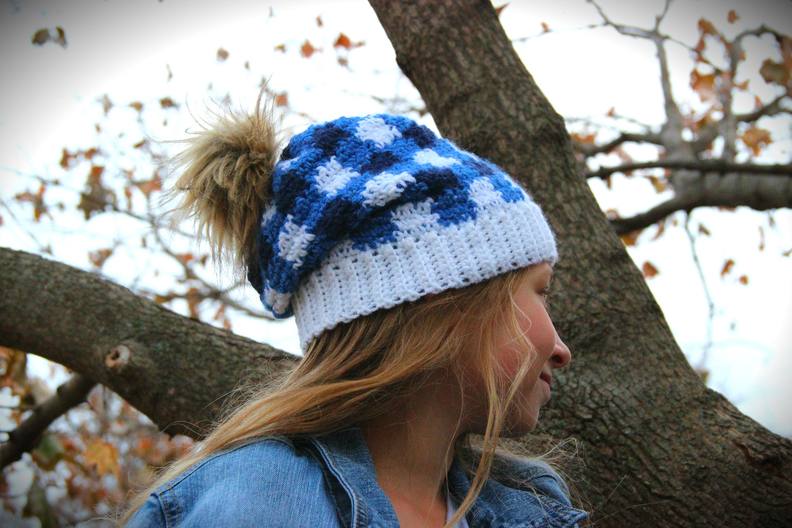Plaid Crochet Hat Pattern, Toddler to Adult (PDF Pattern) - Etsy